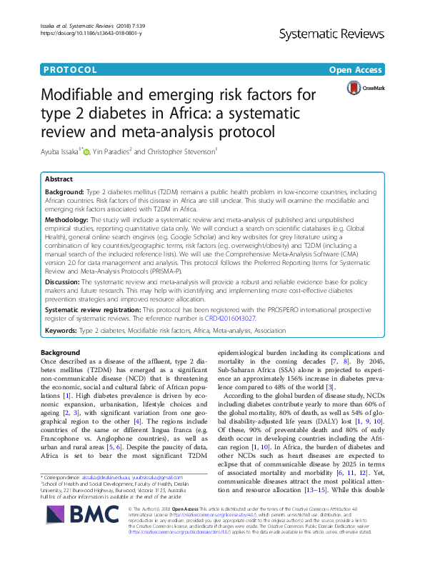 (PDF) Modifiable and emerging risk factors for type 2 diabetes in ...