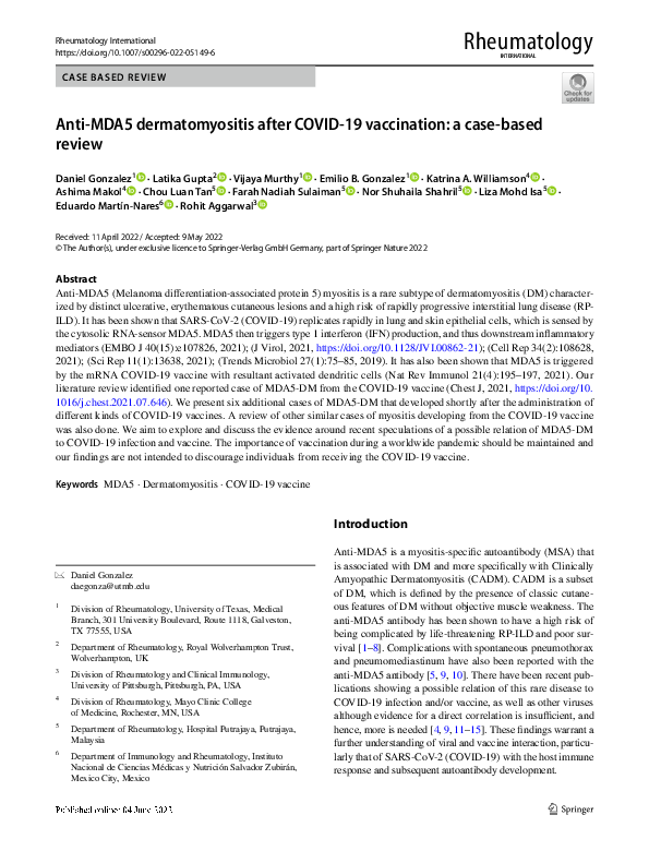 (PDF) Anti-MDA5 dermatomyositis after COVID-19 vaccination: a case ...