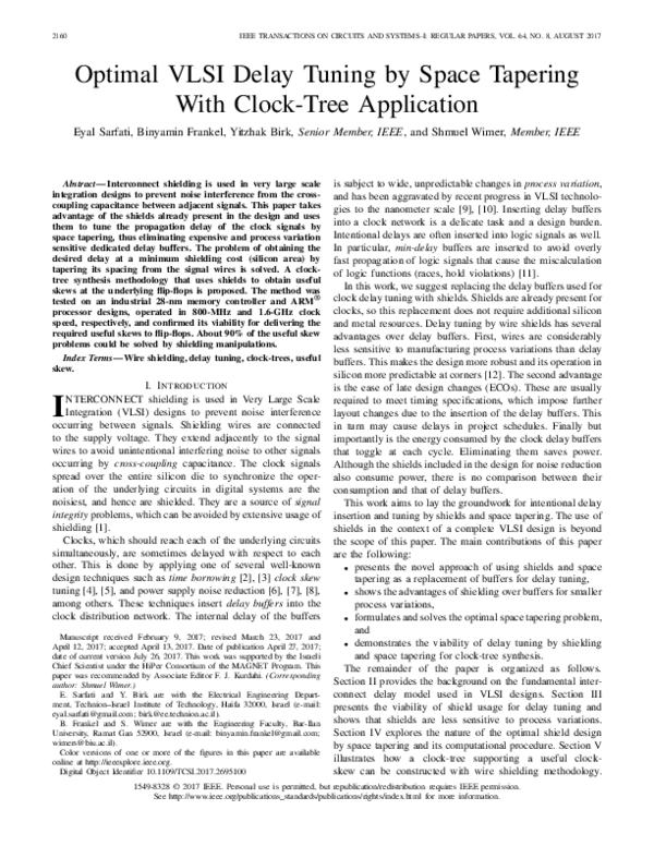 Pdf Optimal Vlsi Delay Tuning By Space Tapering With Clock Tree 0876