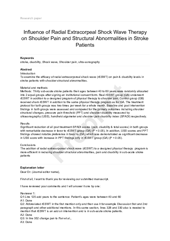 (PDF) Influence of Radial Extracorpeal Shock Wave Therapy on Shoulder ...
