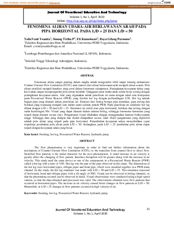 (PDF) Fenomena Aliran Udara-Air Berlawanan Arah Pada Pipa Horizontal ...