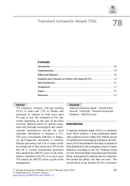 (PDF) Transient Ischaemic Attack (TIA)