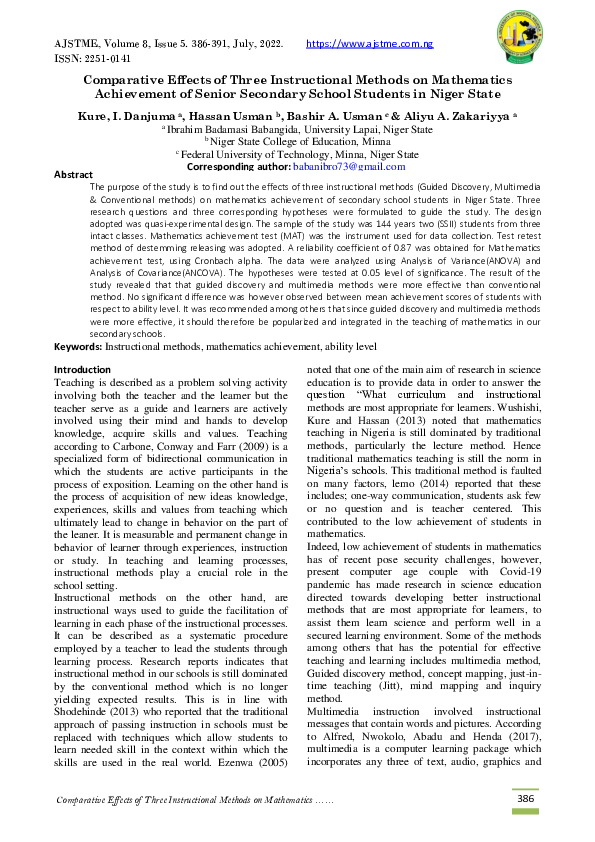 (PDF) Comparative Effects of Three Instructional Methods on Mathematics ...