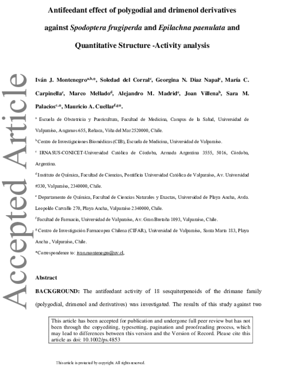 (PDF) Antifeedant effect of polygodial and drimenol derivatives against ...