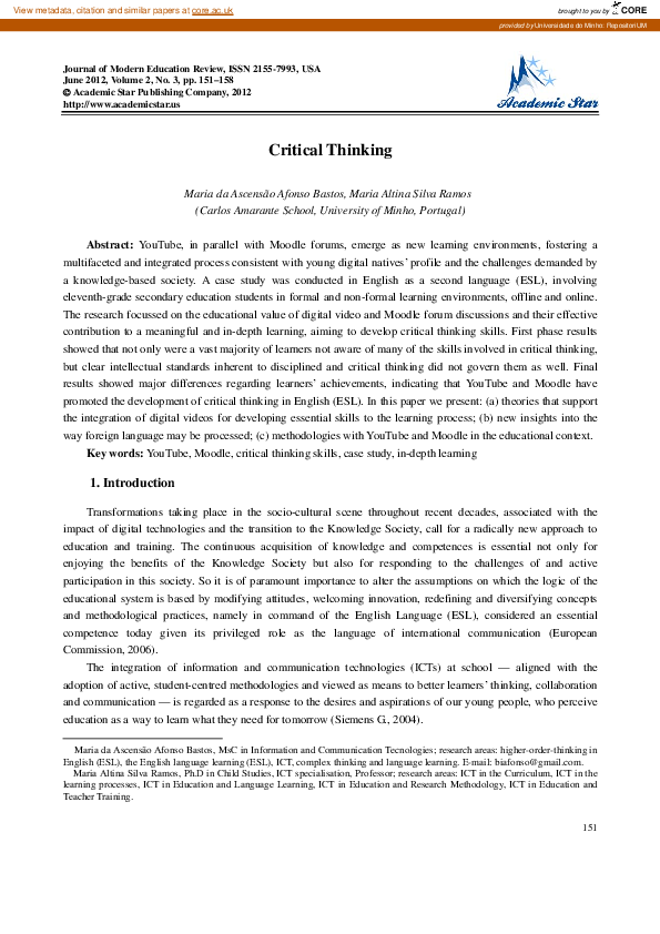 (PDF) Critical thinking