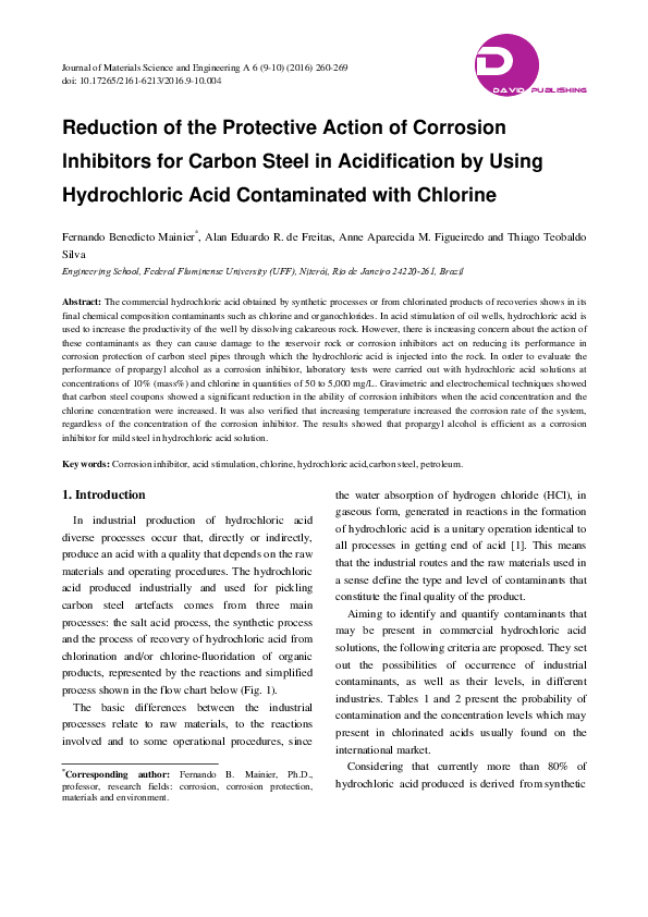 (PDF) Reduction of the Protective Action of Corrosion Inhibitors for ...