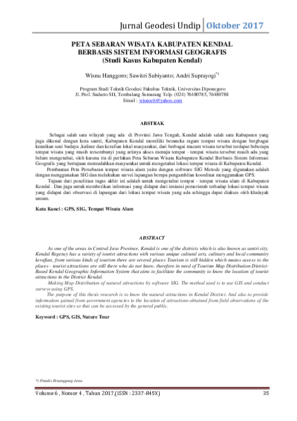 (PDF) PETA SEBARAN WISATA KABUPATEN KENDAL BERBASIS SISTEM INFORMASI ...