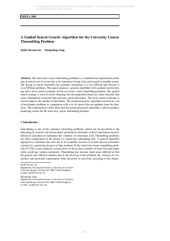 Pdf A Guided Search Genetic Algorithm For The University Course Timetabling Problem 