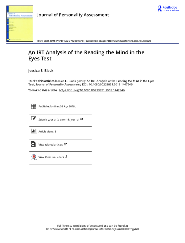 (PDF) An IRT Analysis of the Reading the Mind in the Eyes Test