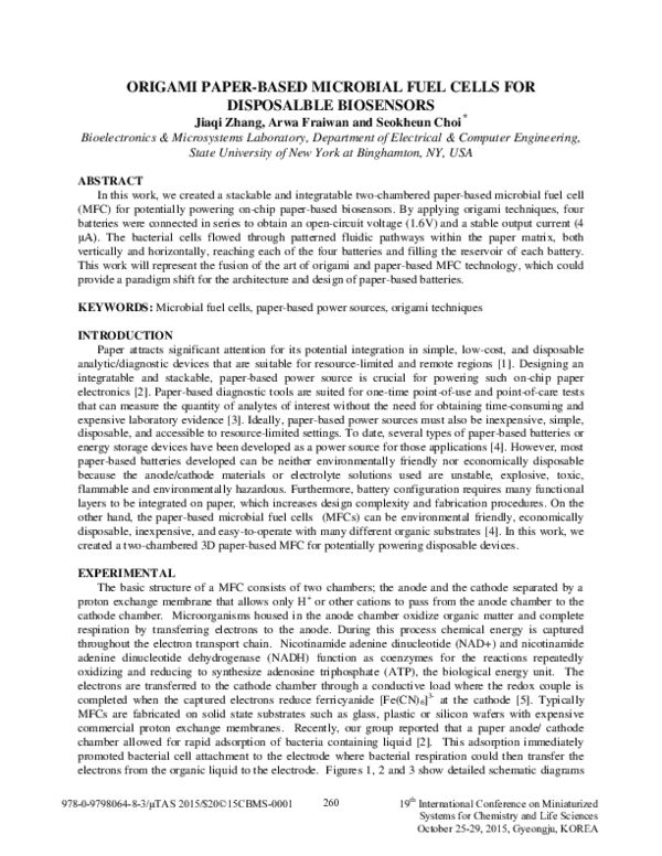 (PDF) Origami Paper-Based Microbial Fuel Cells for Disposalble ...