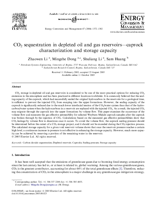 (PDF) CO2 sequestration in depleted oil and gas reservoirs—caprock ...