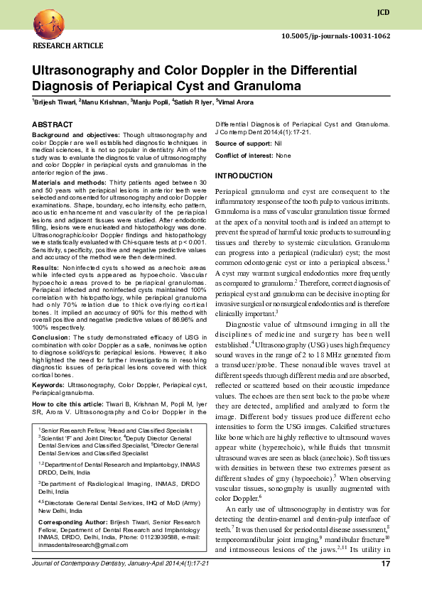 (PDF) Ultrasonography and Color Doppler in the Differential Diagnosis ...