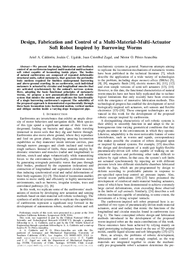 (PDF) Design, fabrication and control of a multi-material-multi-actuator soft robot inspired by ...