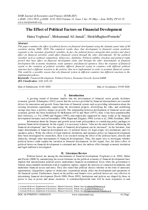 (PDF) The Effect of Political Factors on Financial Development