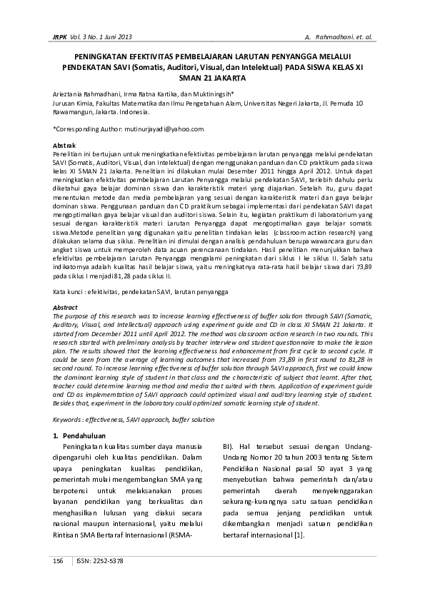 (PDF) PENINGKATAN EFEKTIVITAS PEMBELAJARAN LARUTAN PENYANGGA MELALUI PENDEKATAN SAVI (Somatis ...