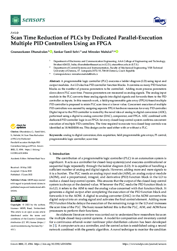 (PDF) Scan Time Reduction of PLCs by Dedicated Parallel-Execution ... (PDF) Scan Time Reduction of PLCs by Dedicated Parallel-Execution ...