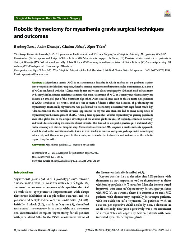 (PDF) Surgical Techniques for Myasthenia Gravis | Aron Elsner - Academia.edu