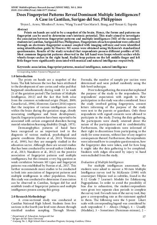(PDF) Does Fingerprint Patterns Reveal Dominant Multiple Intelligences ...