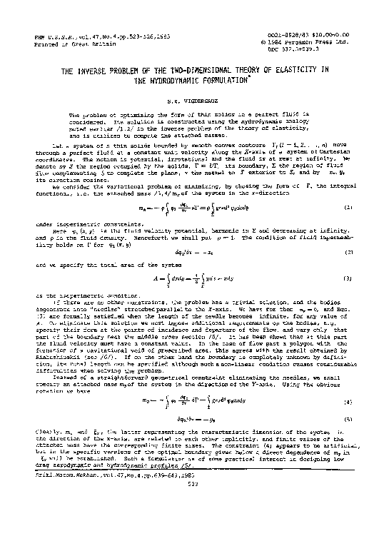 (PDF) The inverse problem of the two-dimensional theory of elasticity ...