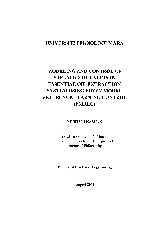 (PDF) Modeling and control of steam distillation in essential oil ...