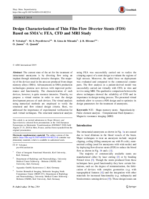 (PDF) Design Characterization of Thin Film Flow Diverter Stents (FDS ...