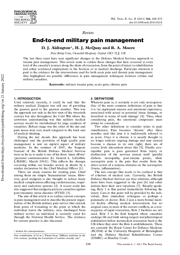 (PDF) End-to-end military pain management