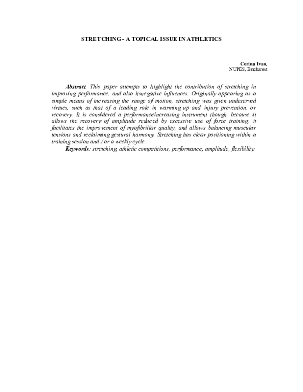 (PDF) Stretching-A Topical Issue in Athletics