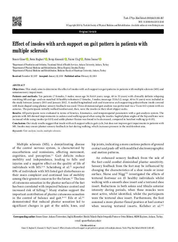 (PDF) Effect of insoles with arch support on gait pattern in patients ...