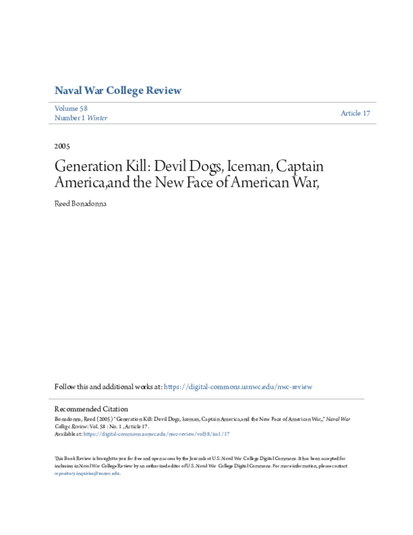 (PDF) Generation kill: Devil Dogs, Iceman, Captain America, and the new ...