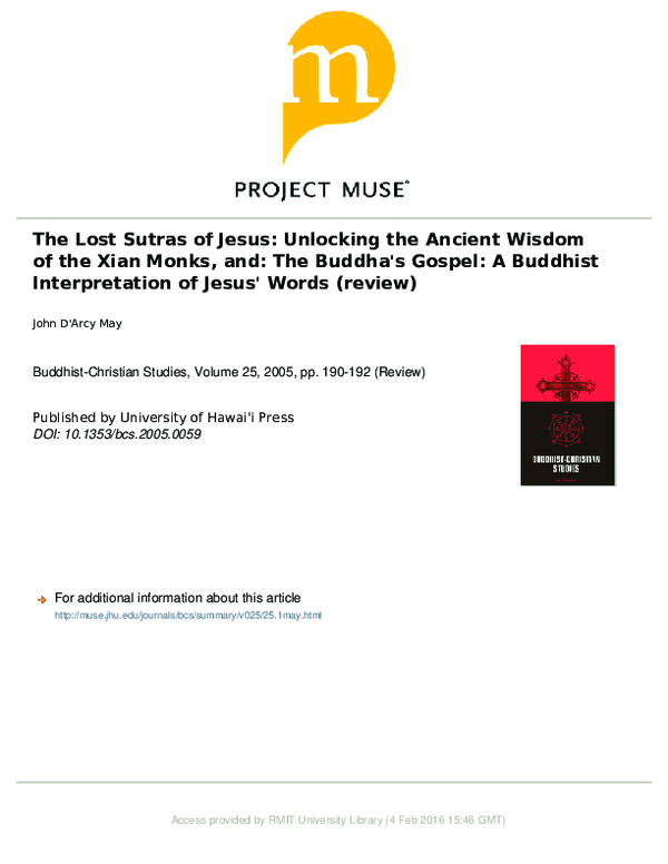 (PDF) The Lost Sutras of Jesus: Unlocking the Ancient Wisdom of the ...