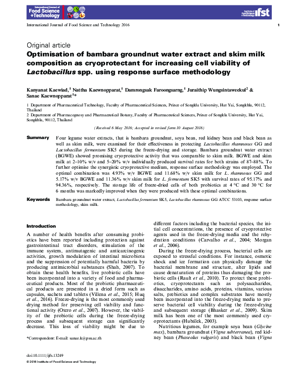 (PDF) Optimisation of bambara groundnut water extract and skim milk ...