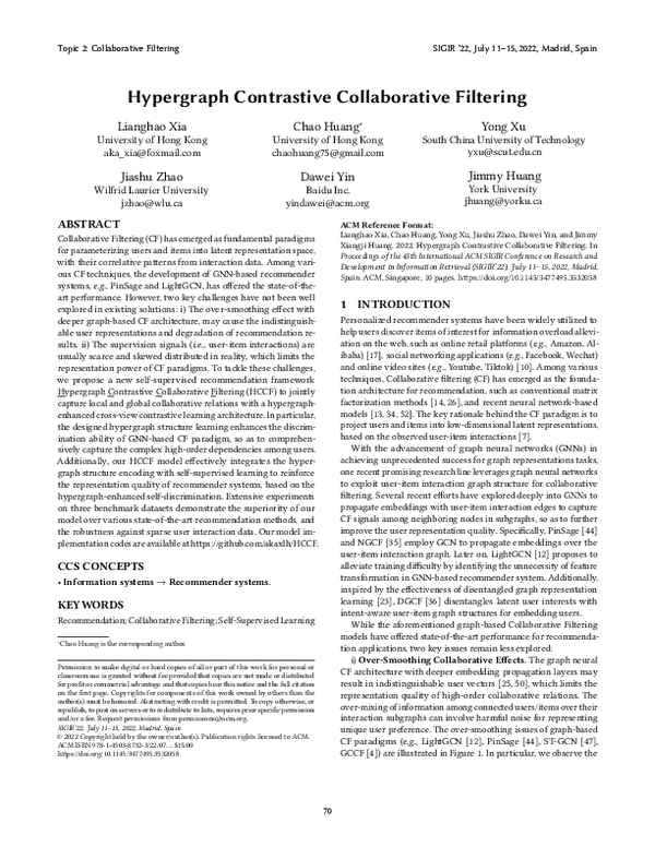 (PDF) Hypergraph Contrastive Collaborative Filtering | Jimmy Huang - Academia.edu