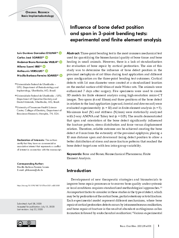 (PDF) Influence of bone defect position and span in 3-point bending ...