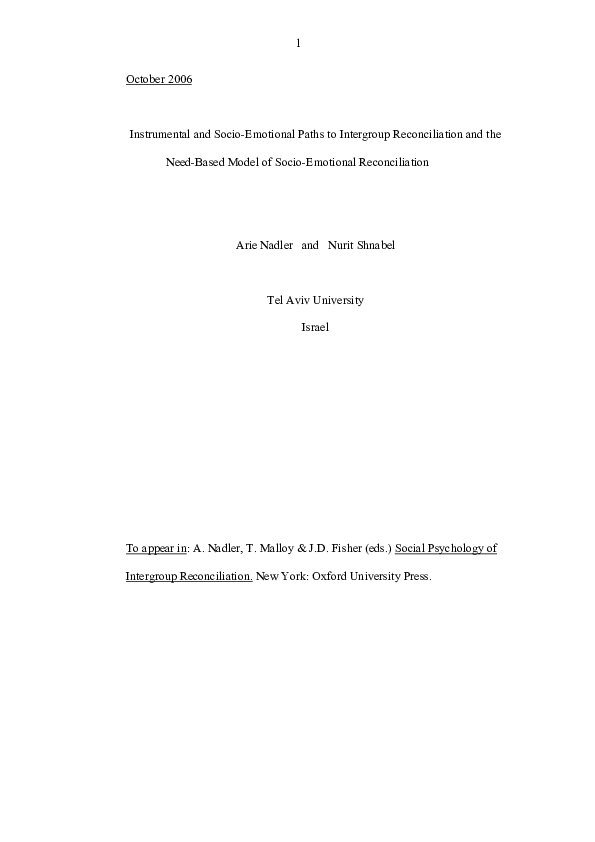 (PDF) Instrumental and Socioemotional Paths to Intergroup ...