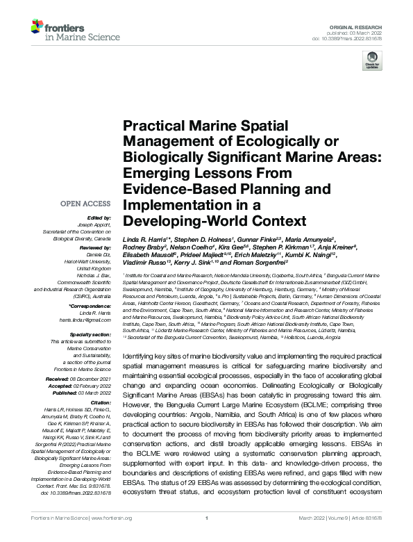 (PDF) Practical Marine Spatial Management of Ecologically or ...