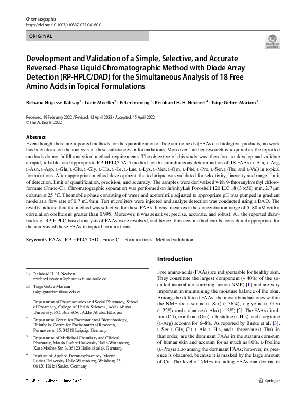 (PDF) Development and Validation of a Simple, Selective, and Accurate Reversed-Phase Liquid ...