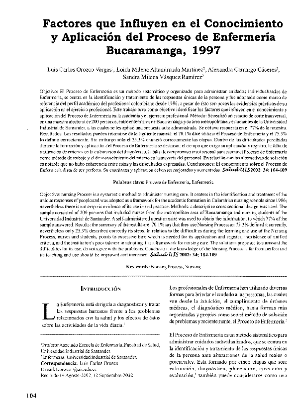 (PDF) Factores que Influyen en el Conocimiento y Aplicación del Proceso ...
