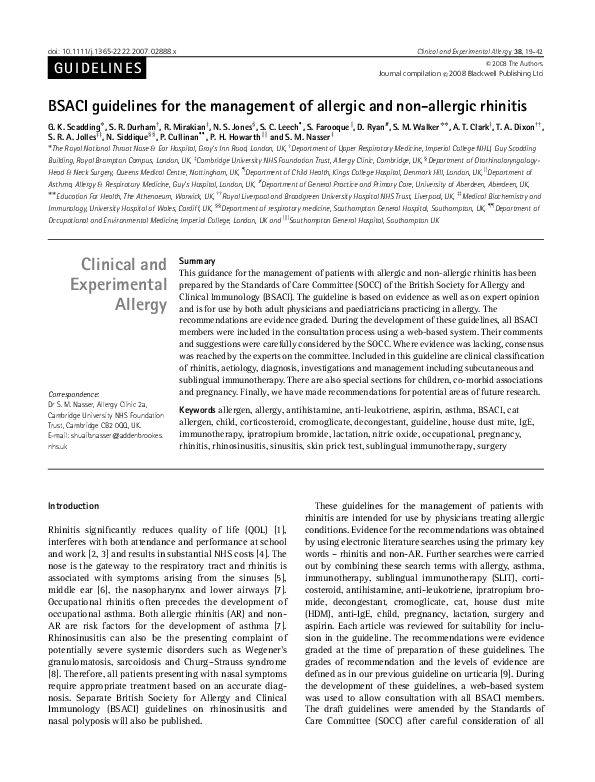 (PDF) BSACI guidelines for the management of allergic and non-allergic ...