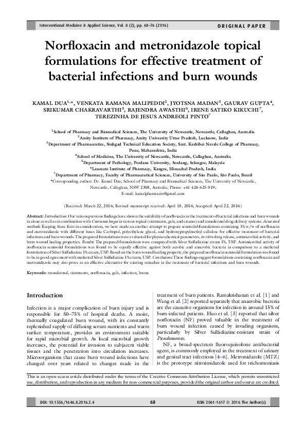 (PDF) Norfloxacin and metronidazole topical formulations for effective ...