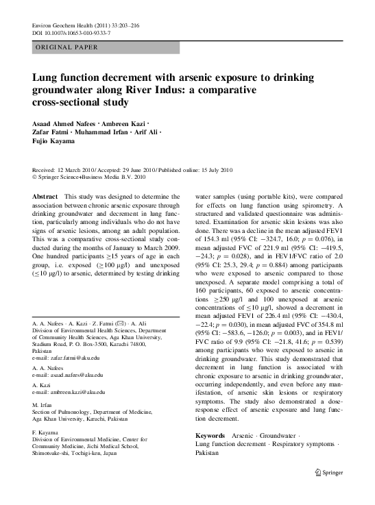 (PDF) Lung function decrement with arsenic exposure to drinking ...