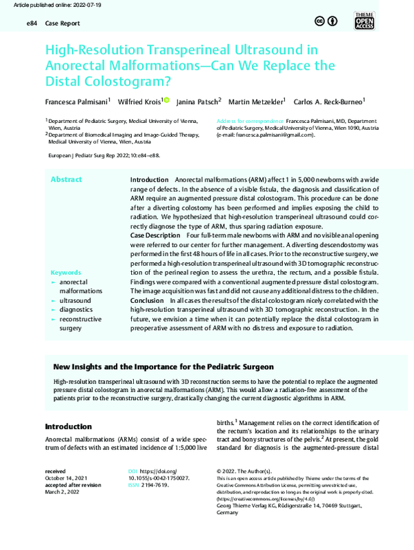 (PDF) High-Resolution Transperineal Ultrasound in Anorectal ...