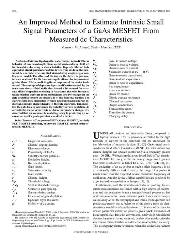 (PDF) An improved method to estimate intrinsic small signal parameters ...
