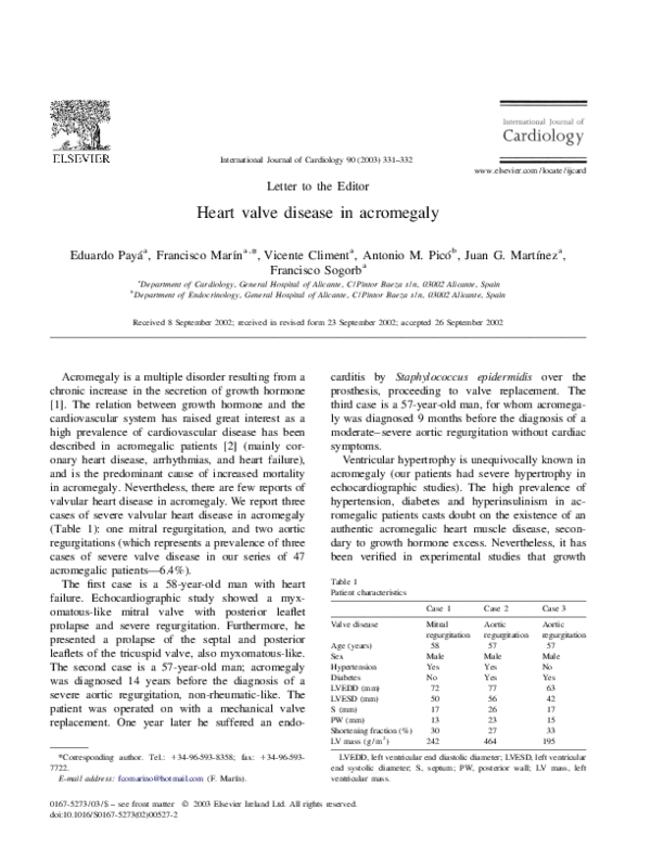 (PDF) Heart valve disease in acromegaly