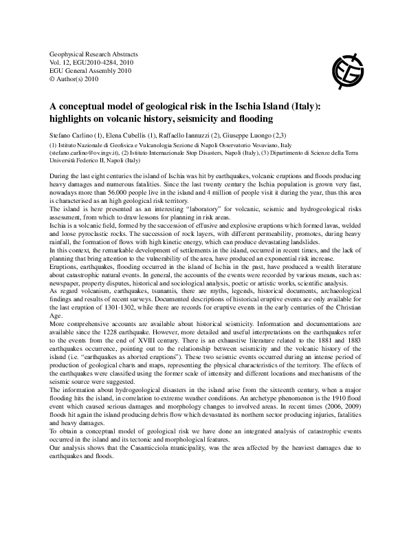 (PDF) A conceptual model of geological risk in the Ischia Island (Italy ...