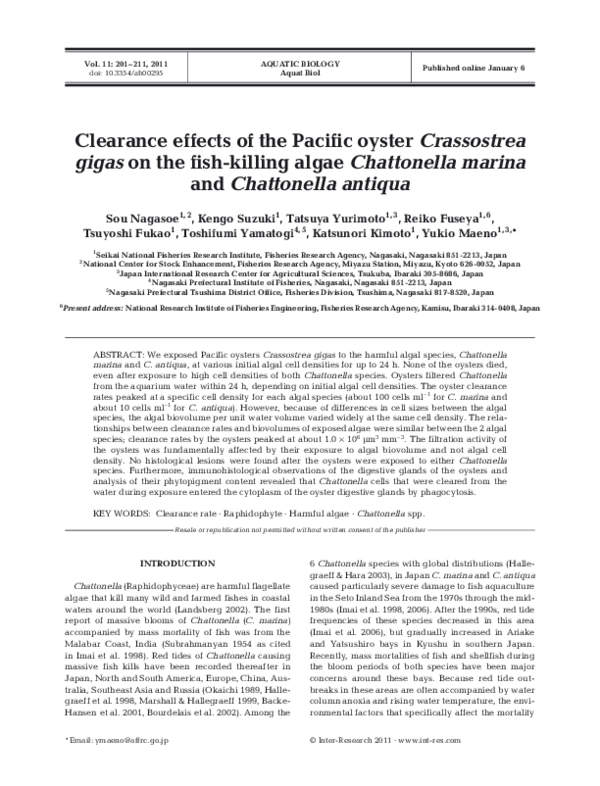 (PDF) Clearance effects of the Pacific oyster Crassostrea gigas on the ...