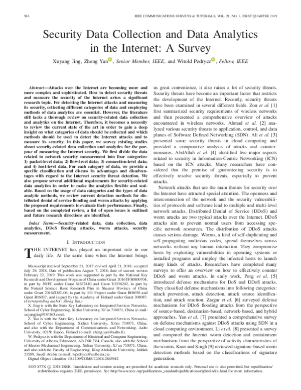 (PDF) Security Data Collection and Data Analytics in the Internet: A Survey