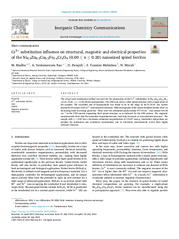 (PDF) Inorganic Chemistry Communications