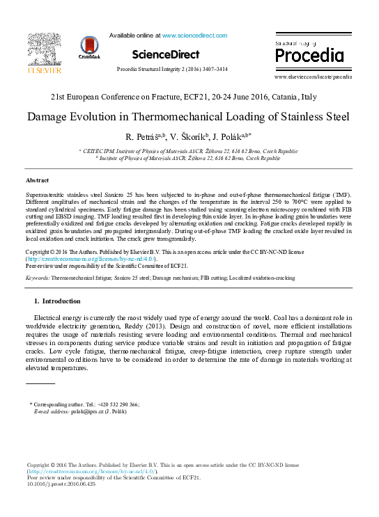 (PDF) Damage Evolution in Thermomechanical Loading of Stainless Steel