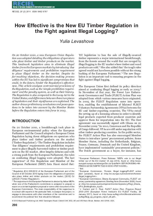 (PDF) How Effective is the New EU Timber Regulation in the Fight ...