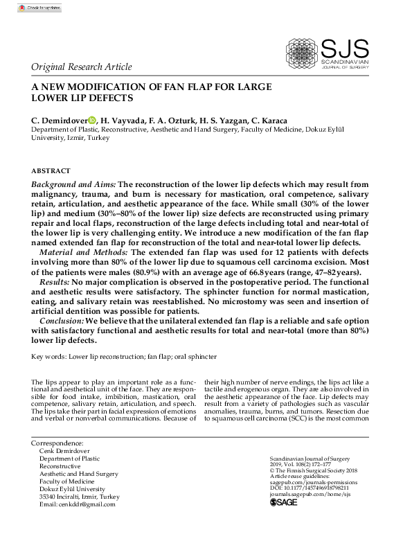 (PDF) A New Modification of Fan Flap for Large Lower Lip Defects